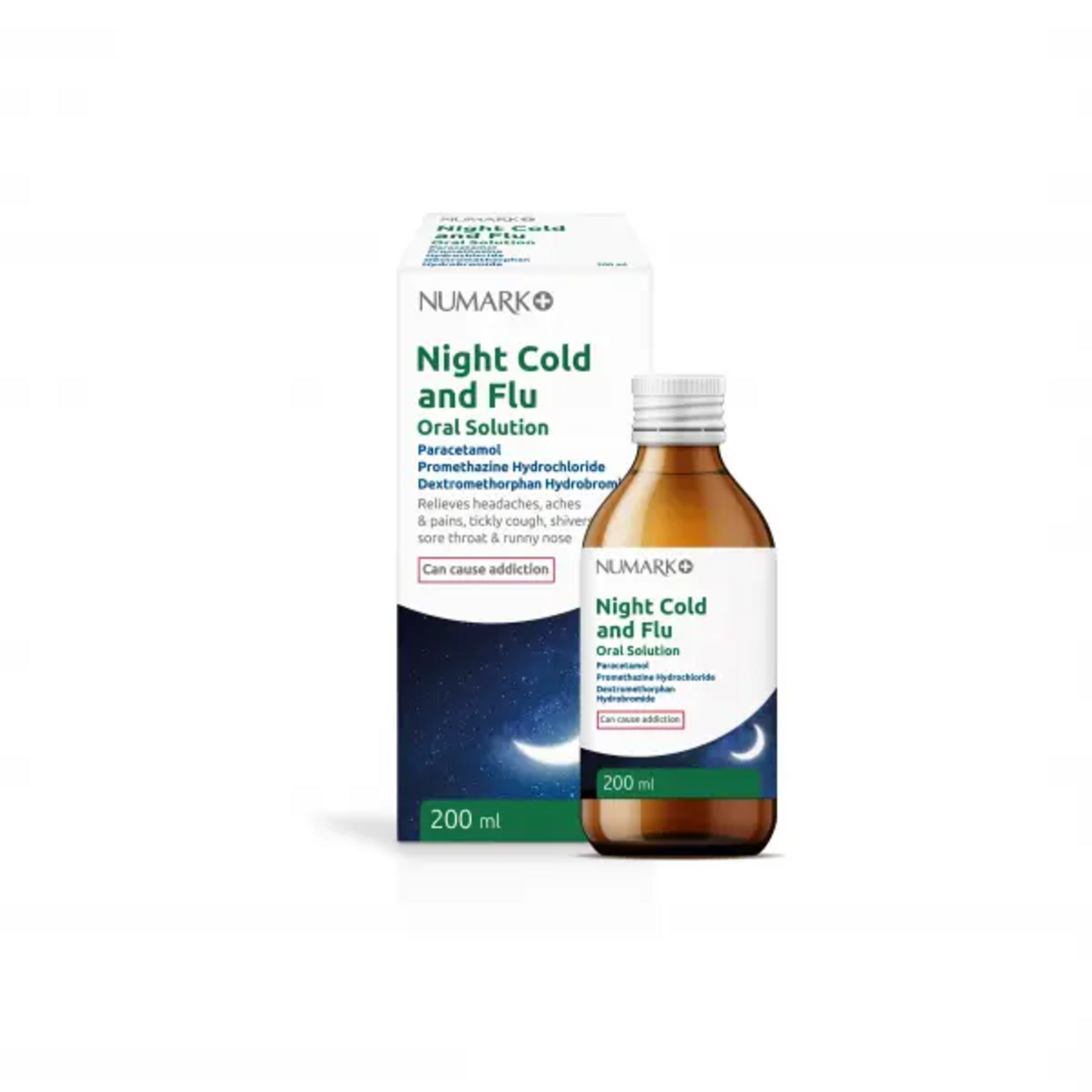 Buy Numark Night Cold and Flu Oral Solution 200ml | Pain Relief